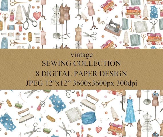 Scrapbooking Digital Scrapbooking Paper 13 JPEG seamless pattern sewing ...
