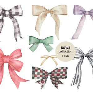 Watercolor Bows Collection Clip Art. Baby Shower, Birthday Card Making ...