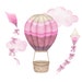 Pink Air Collection. Watercolor Hot Air Balloons Clipart, Nursery Wall ...