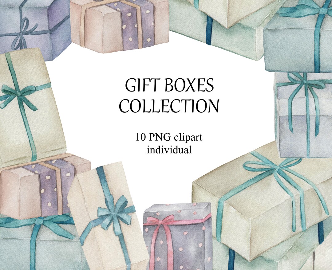 Watercolour Gift Boxes Collection, Holiday Decoration, PNG - Etsy