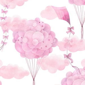 Pink Sky Collection Patterns. Watercolor Digital Background. Printable ...