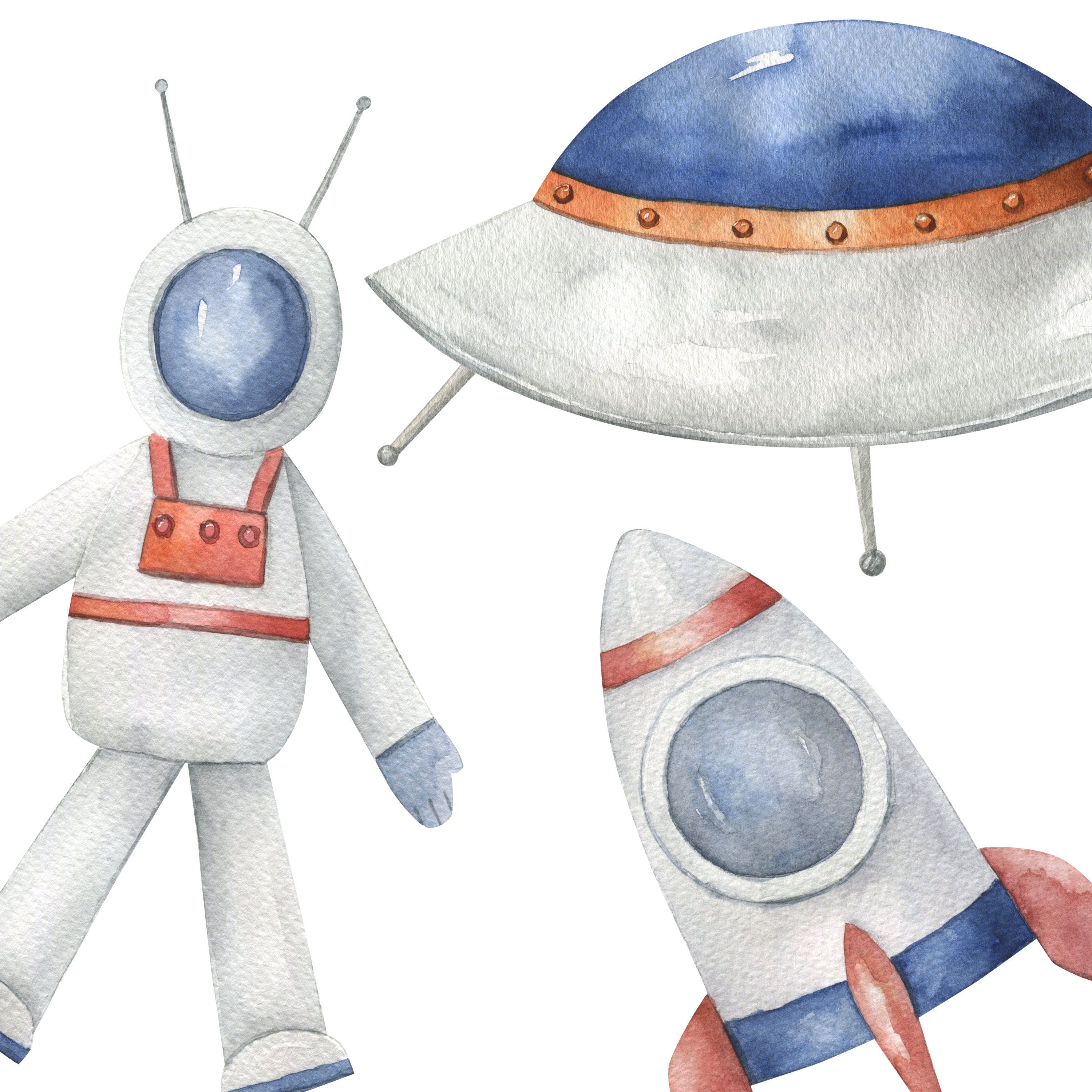 Watercolor Space Clipart Collection, Outer Space, Astronaut, Spaceship ...