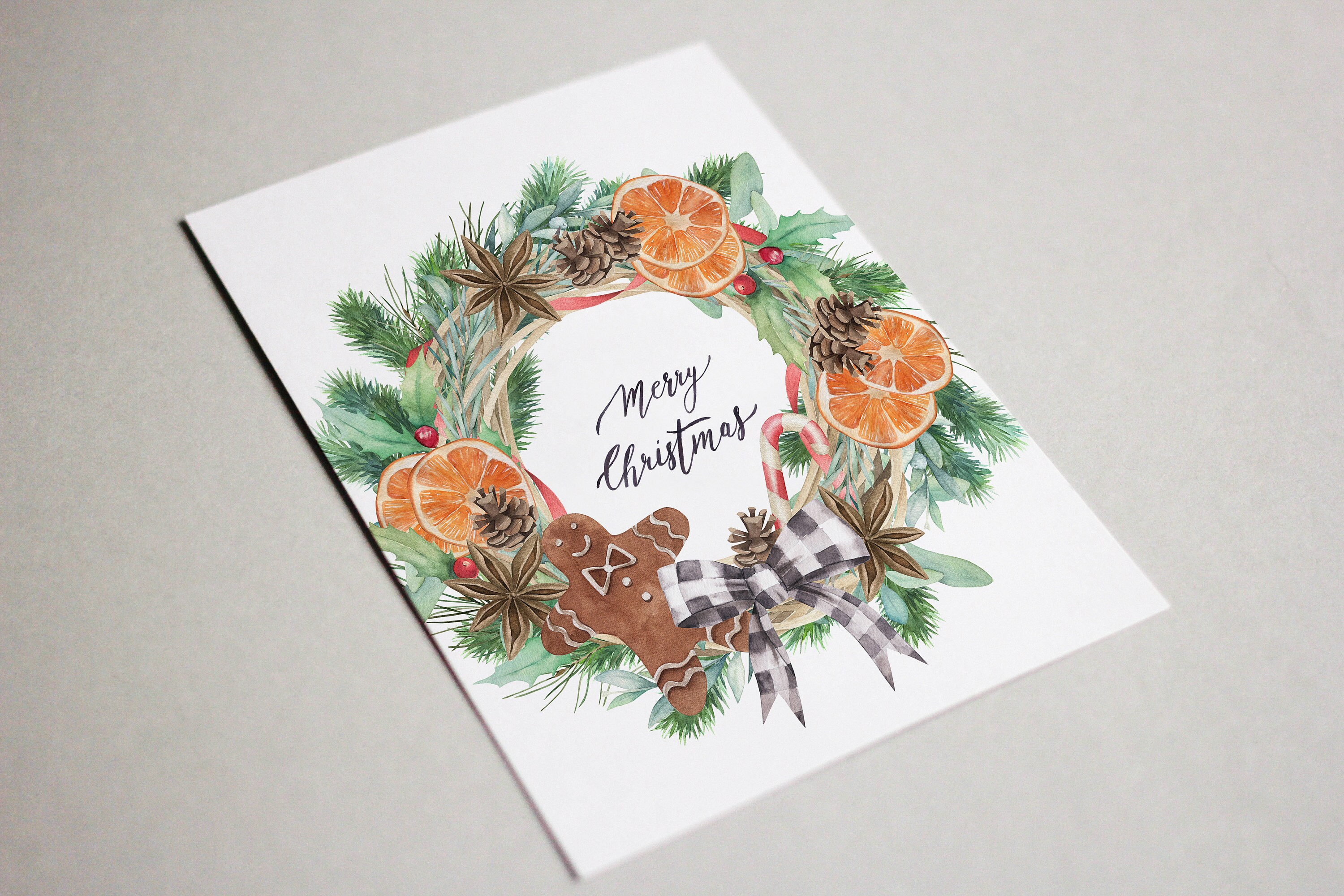 Watercolor Christmas Wreath Clipart Collection. Winter Holiday Frame ...