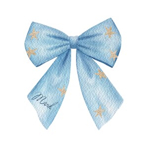 Watercolor Blue Bows, Ribbons Collection Clip Art. Baby Shower, Boy ...