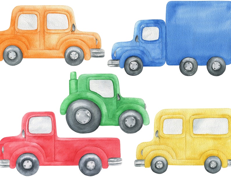 Watercolor Cars Clipart, PNG - Etsy