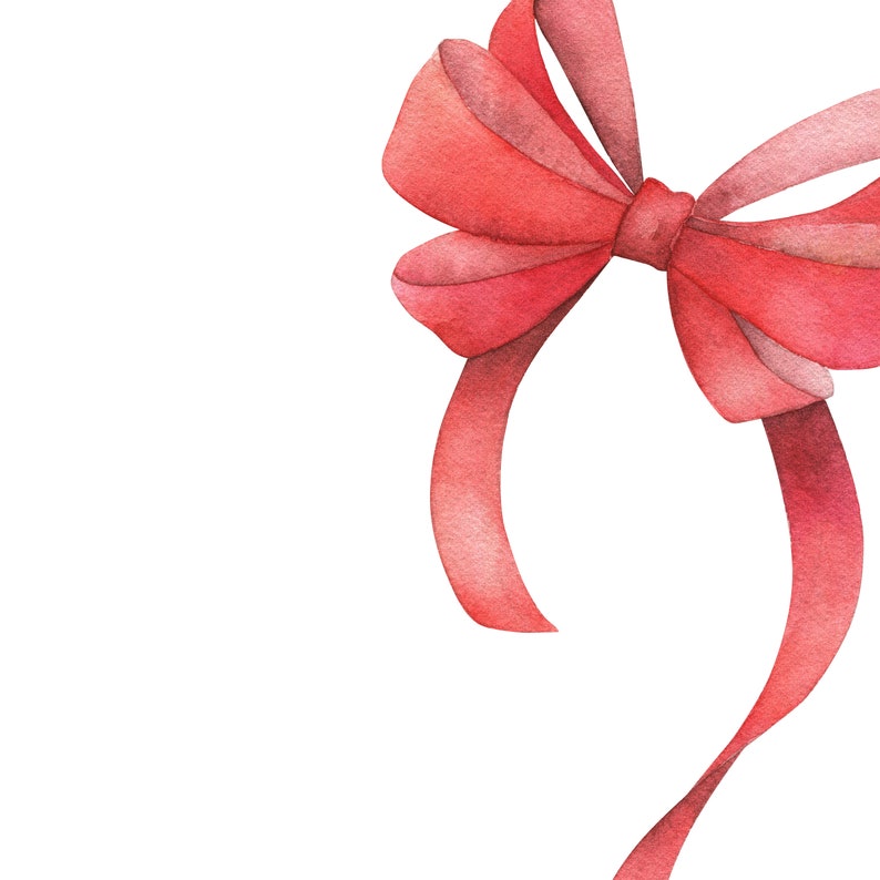 Watercolor Red Bows, Ribbons Collection Clip Art. Baby Shower, Birthday ...