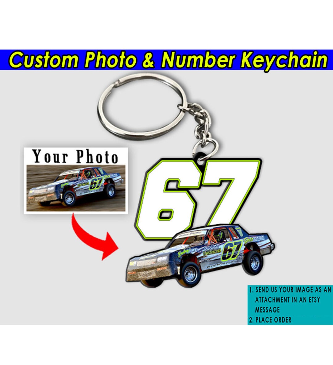 Dirt Track Racing Personalized Photo & Number Keychains, Open Wheel ...