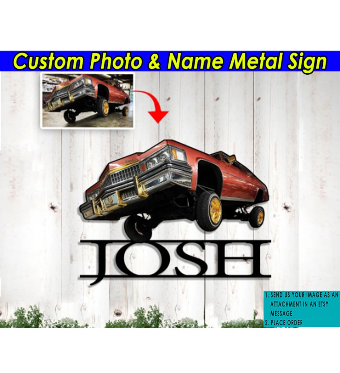 Lowrider Gifts Car Personalized Photo and Name Cut Metal Sign, Unique ...
