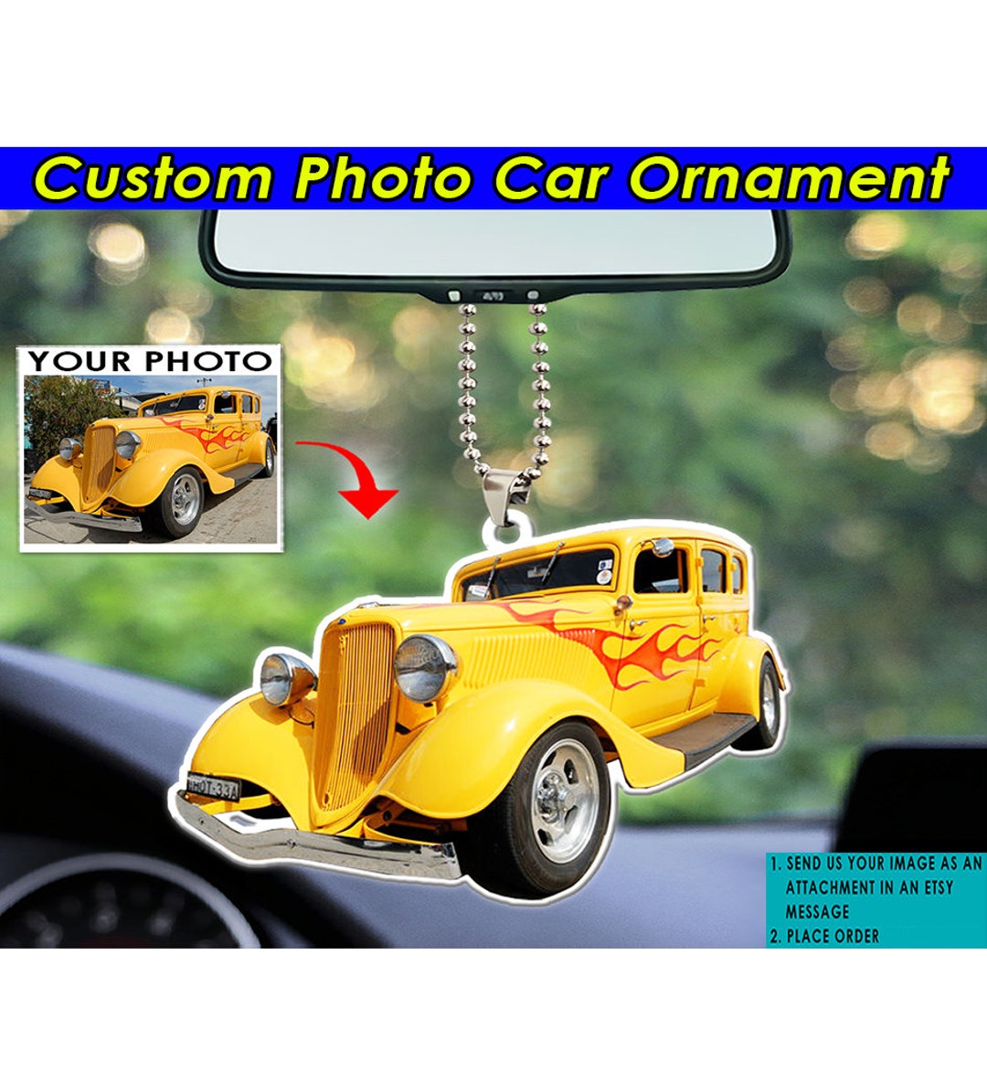 Hot Rod Personalized Photo Car Ornaments, Unique Gift for Hot Rodders ...