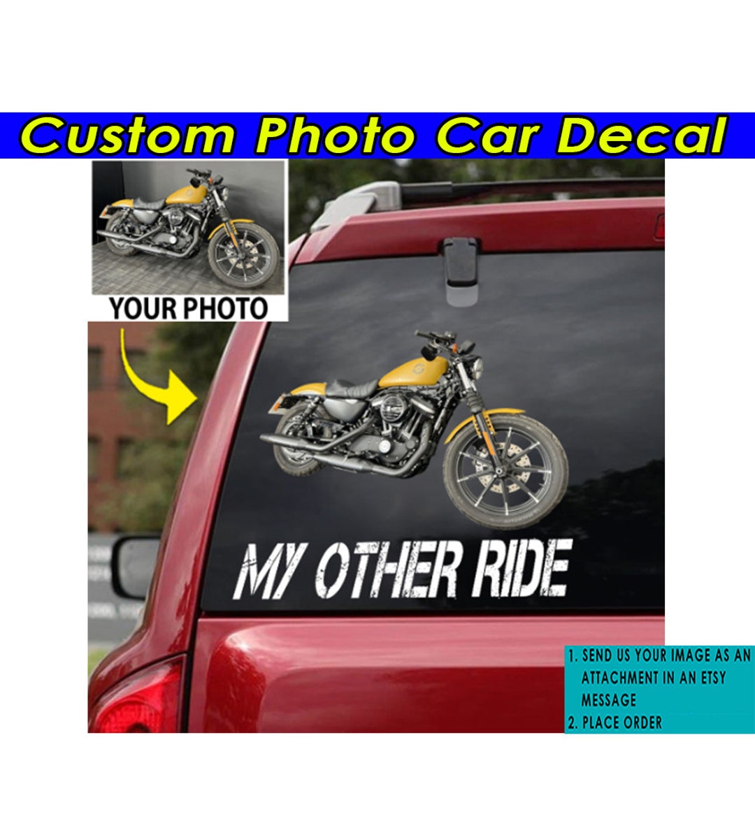 Unique Gift for Biker Motorcycle Personalized Photo Transparent Vinyl ...