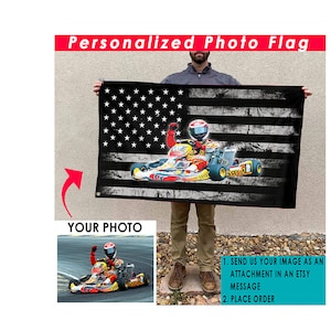 Go Kart Karting Personalized Flag, Custom Gift for Karting Lovers, Cool ...