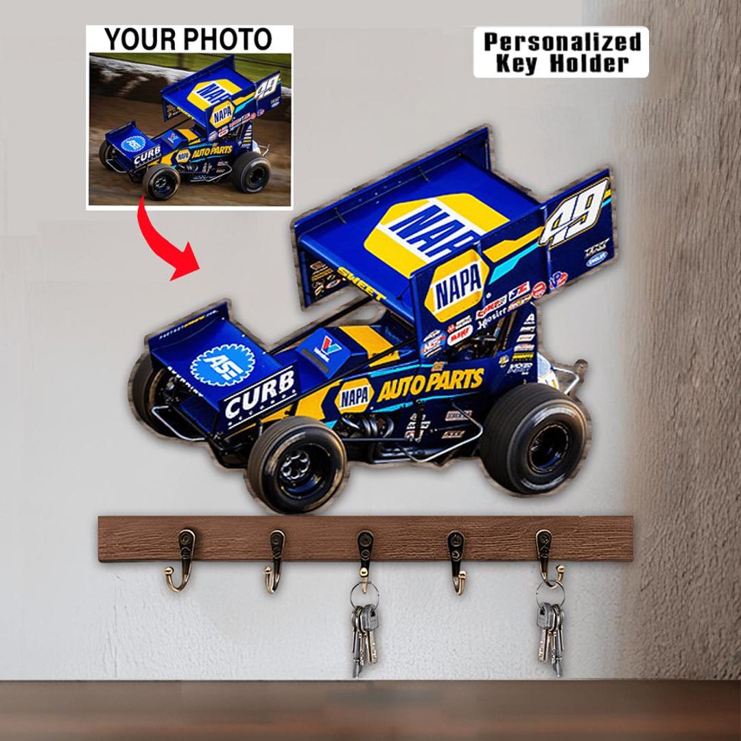 Sprint Car Racing Personalized Photo Wooden Key Holders, Unique Gift ...
