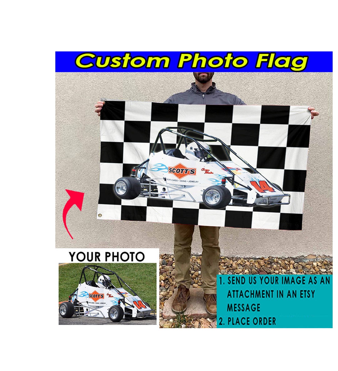 Dirt Track Racing Gifts Midget Personalized Photo Checkered Flag ...
