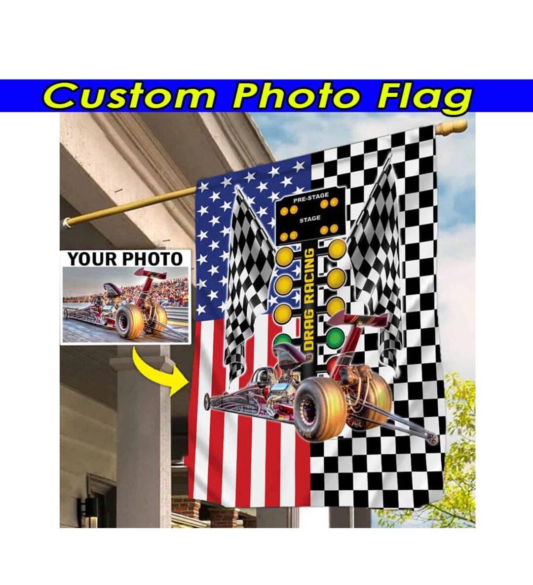 Dragster Drag Racing Personalized Photo Checkered Flag, Custom Dragster ...