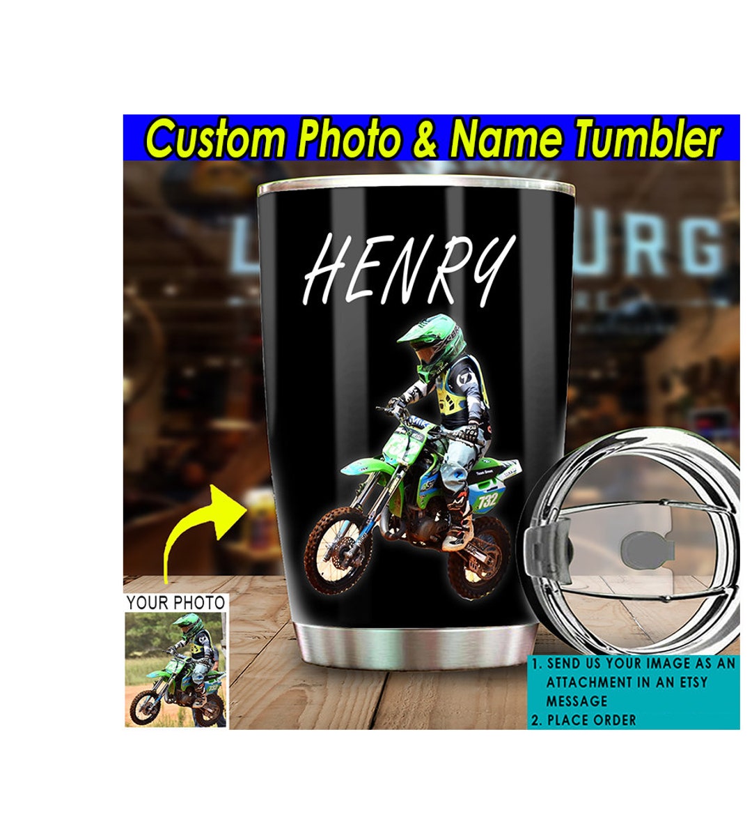 MX Rider Kid Gift Motocross Personalized Photo and Name Tumbler, Unique ...