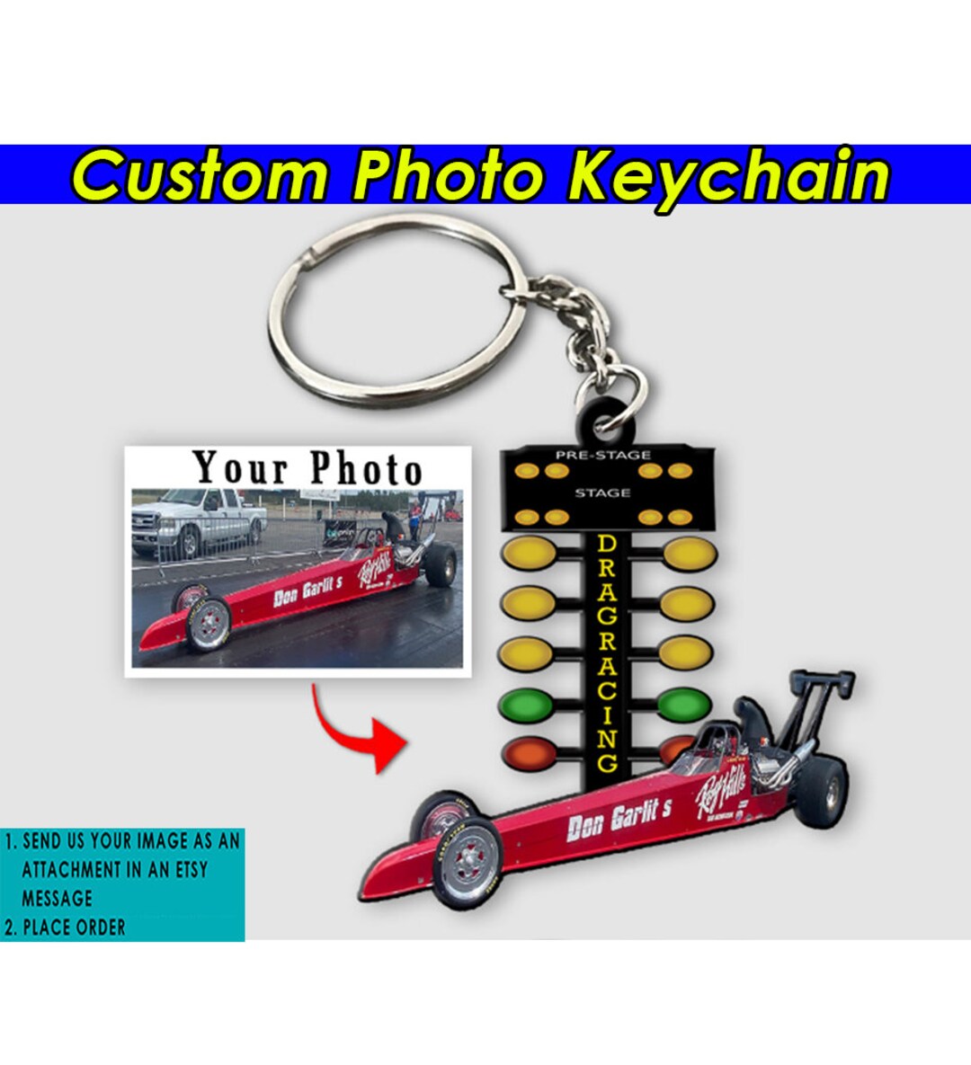 Dragster Drag Racing Personalized Photo Keychains, Gift for Dragster ...