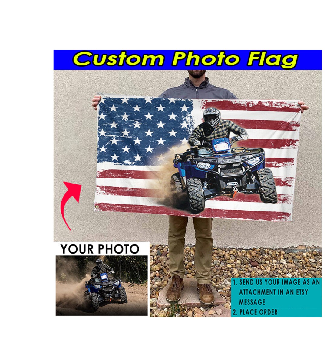 ATV RZR Dirt Quad Off-road Personalized American House Flag, ATV Kids ...