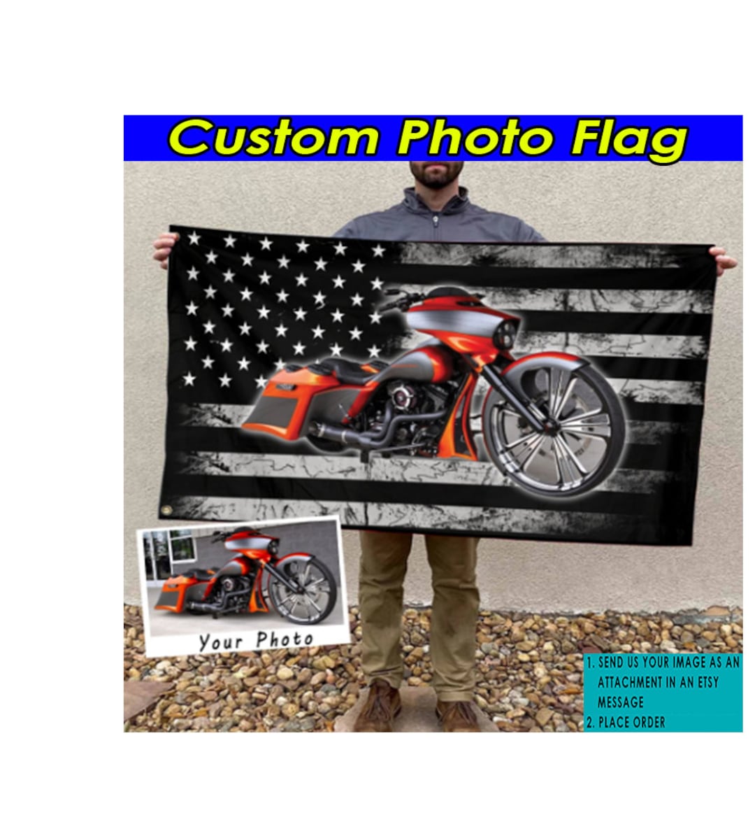 Custom Motorcycle Personalized Flag, Unique Gifts for Bikers, Lowriders ...