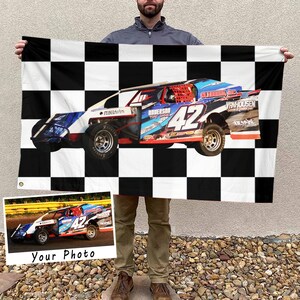 Dirt Track Racing Gifts Midget Personalized Photo Checkered Flag ...