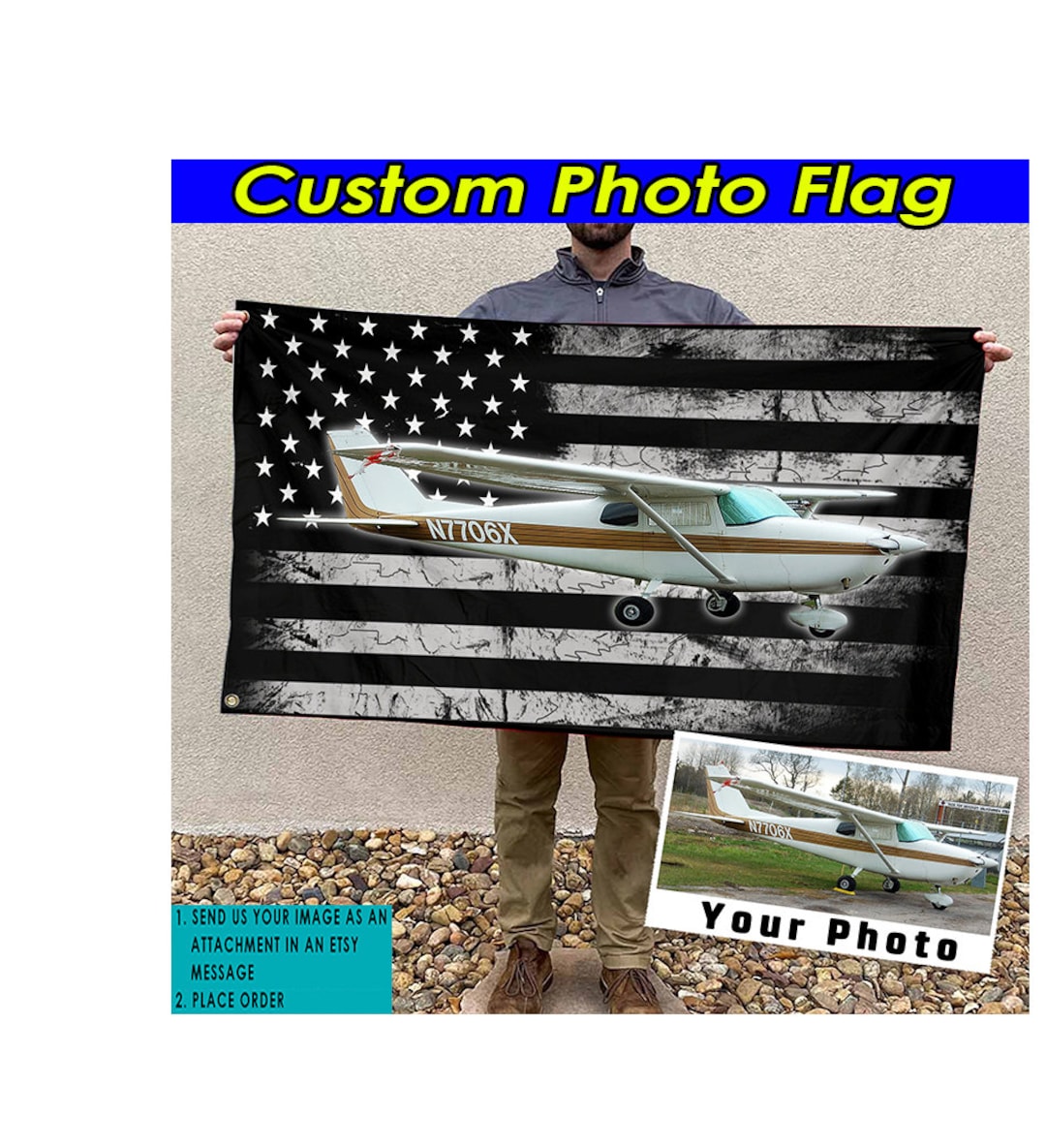 Aircraft Airplane Personalized Flag, Aviation Gifts, Private Jet Owner ...