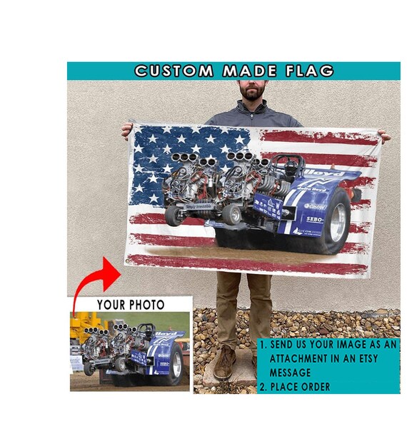 Truck Pull Tractor Pulling Personalized Photo American Flag | Etsy