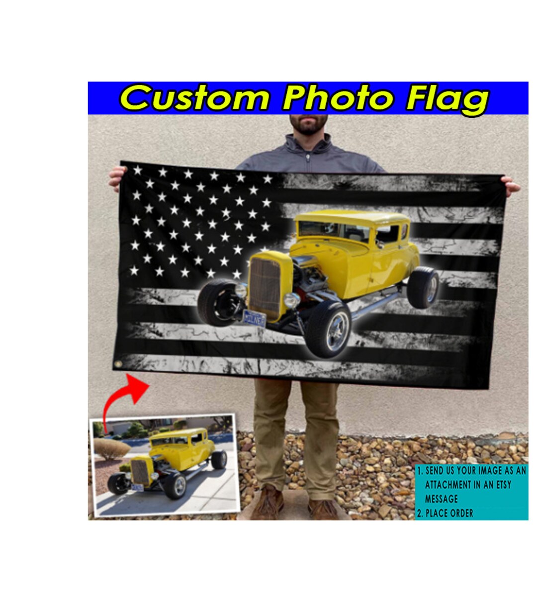 Rat Rod Classic Vintage Car Personalized Flag, Best Gifts for Car Guys ...