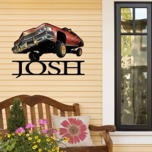 Lowrider Gifts Car Personalized Photo and Name Cut Metal Sign, Unique ...
