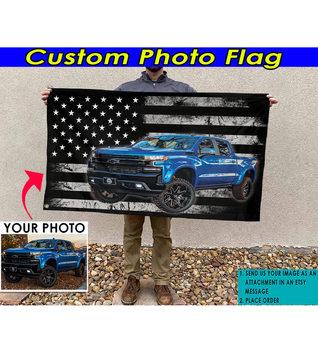 Pickup Truck Gift Lifted Truck Personalized Flag, Unique Gifts for ...