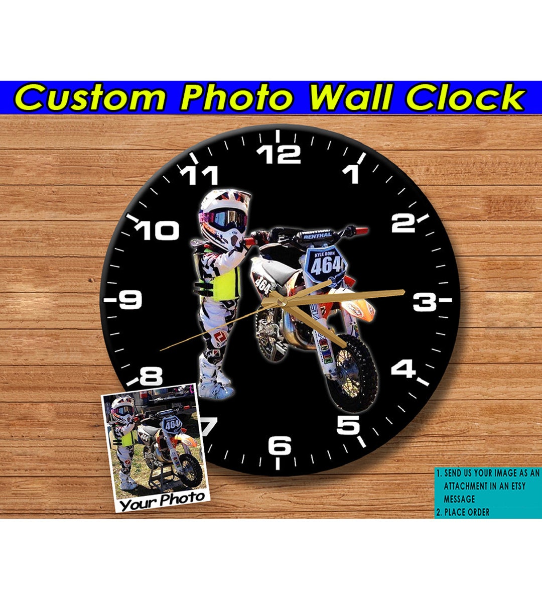 Motocross Kids Dirt Bike MX Riders, Personalized Wall Clock, Gift for ...