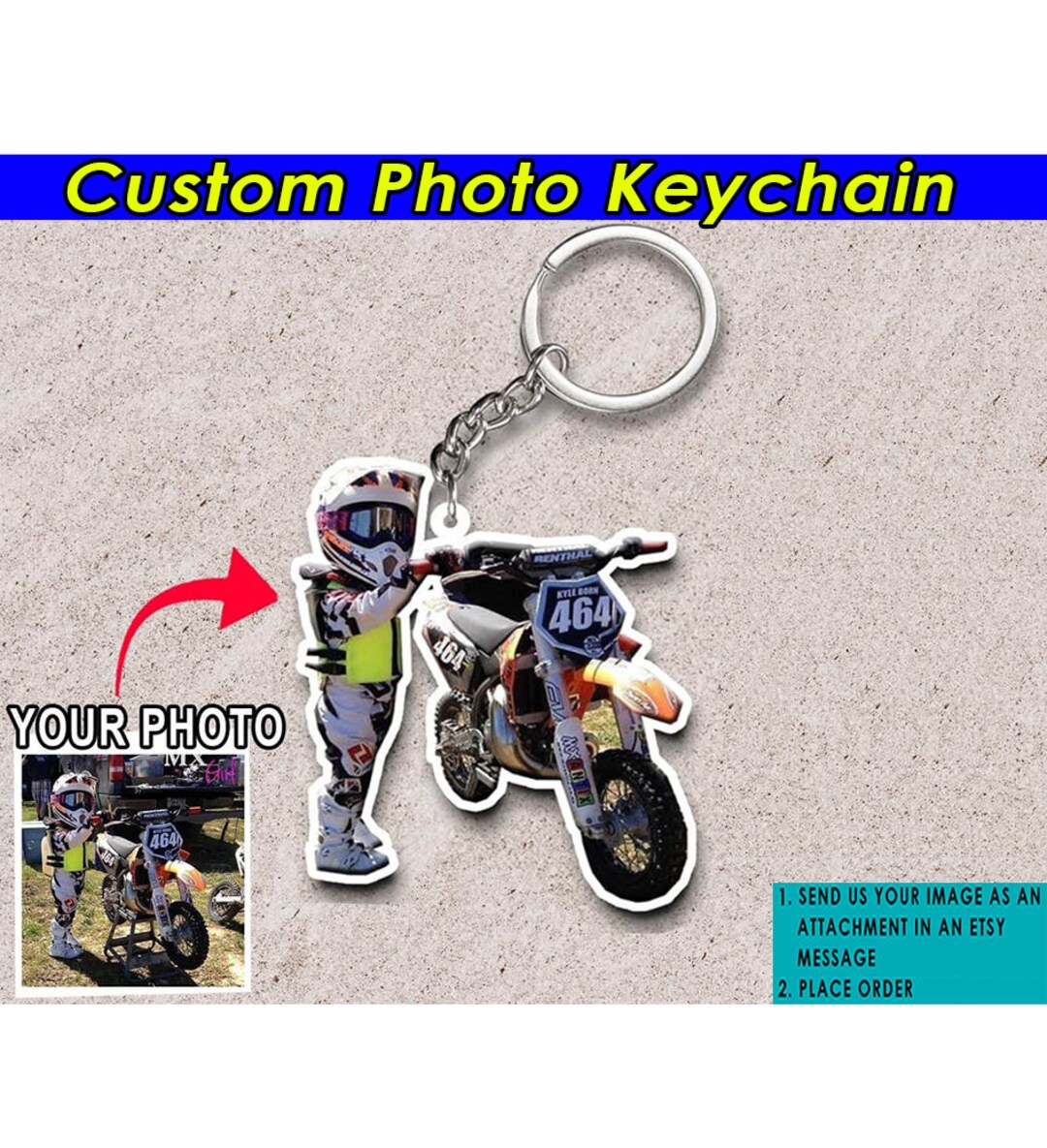 Motocross Kids Dirt Bike Personalized Photo Keychain, Unique Gifts for ...