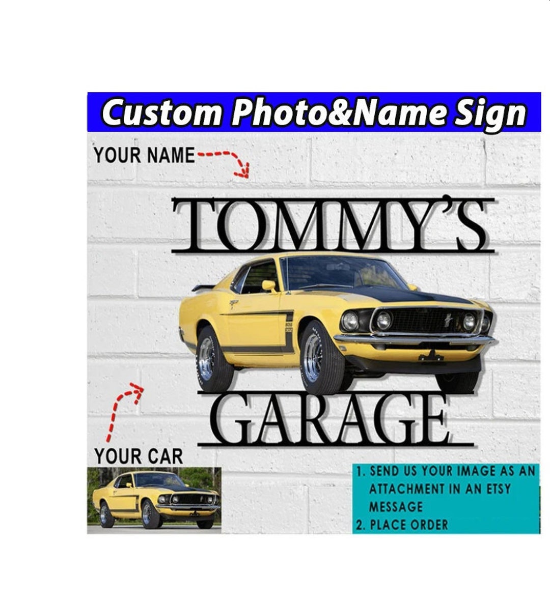 Classic Car Muscle Car Personalized Photo and Text Cut Metal Sign ...