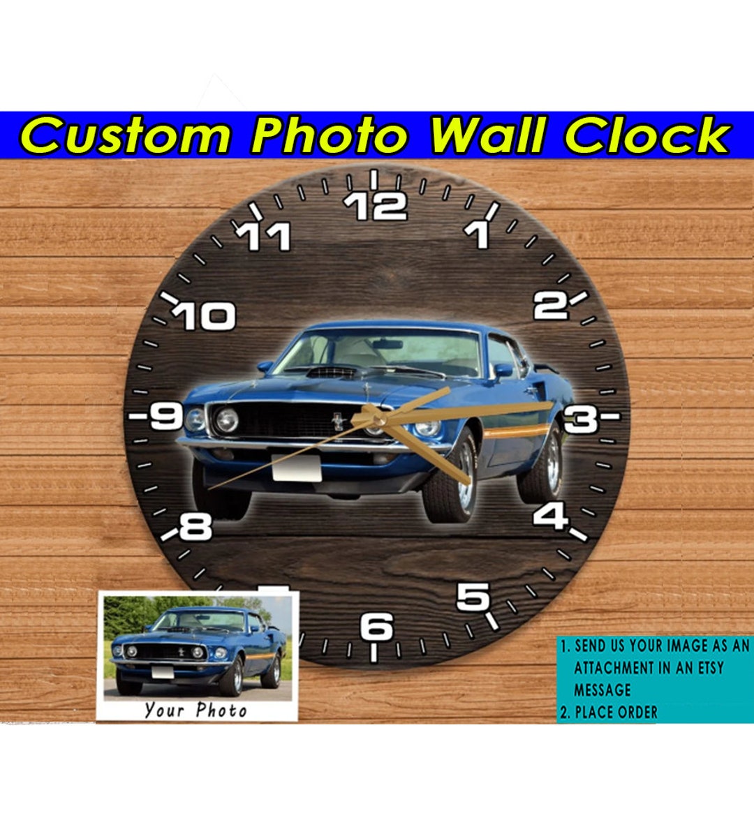 Classic Muscle Car Personalized Photo Wall Clock, Custom Vintage Car ...