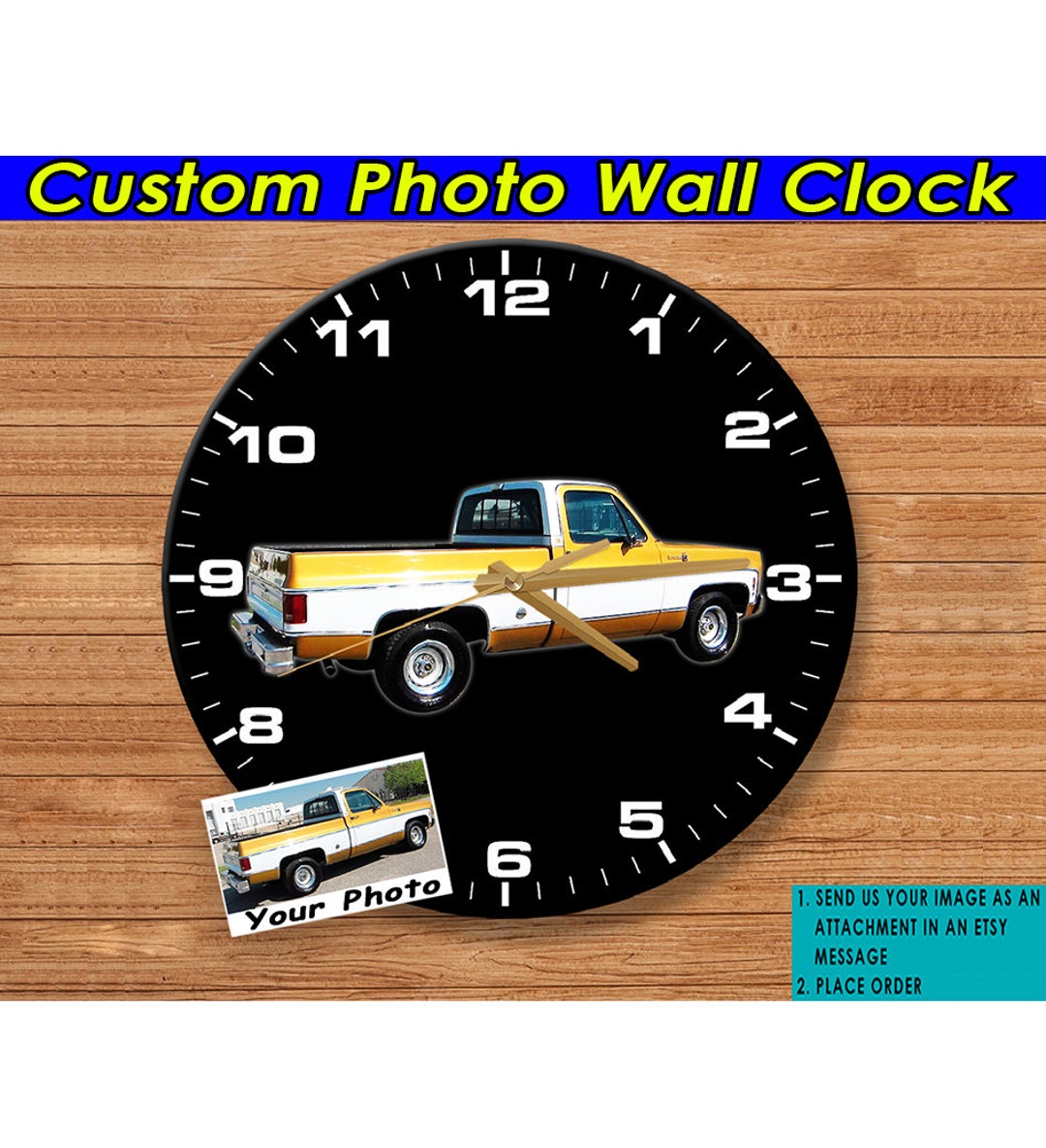 Classic Pickup Truck Square Body Personalized Wall Clock, Gifts for Car ...