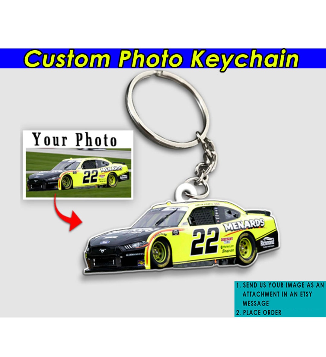 Stock Car Racing Personalized Photo Keychains, Cool Gifts for Racers ...