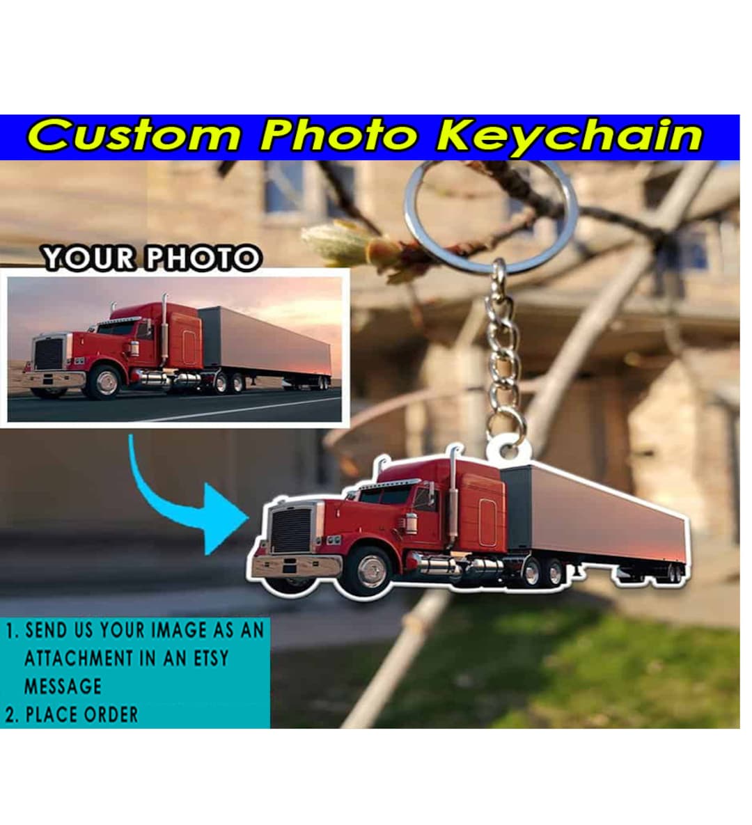 Semi Truck Personalized Keychain, Unique Gifts for Truckers, Big Rig ...