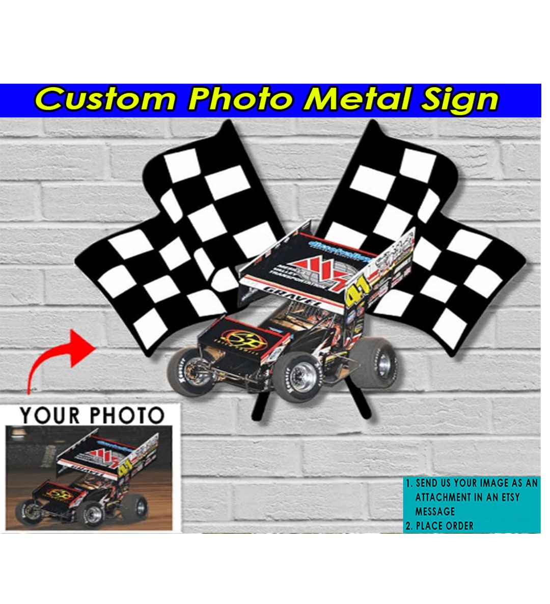Sprint Car Racing Personalized Photo Cut Metal Sign, Unique Gift for ...