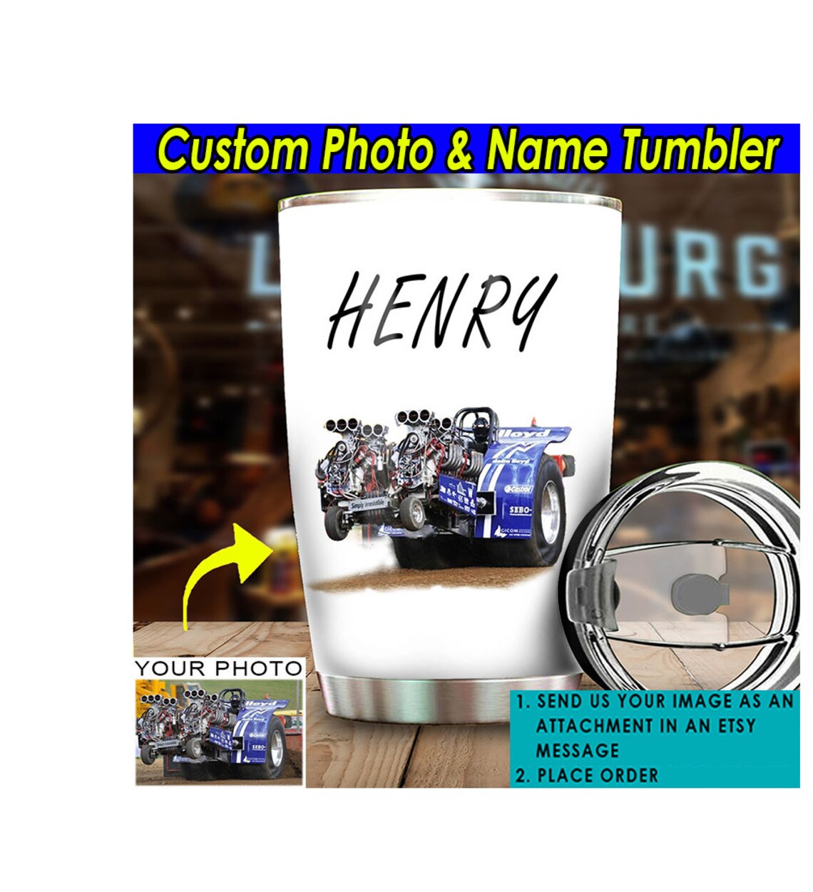 Tractor Pull Truck Pulling Personalized Photo and Name Tumbler, Diesel ...