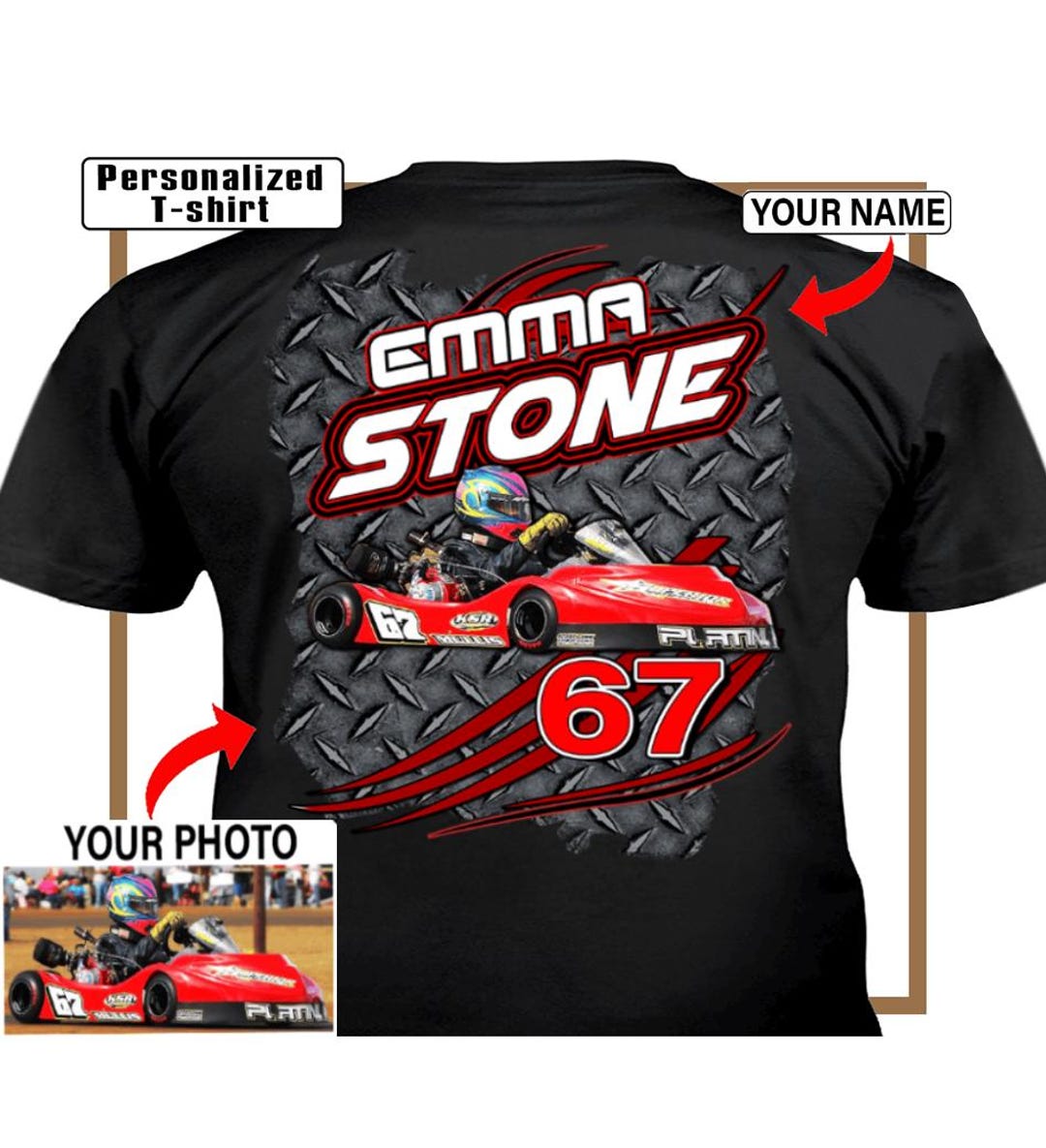 Unique Dirt Kart Racer Karting Racing Personalized Photo, Number & Name ...