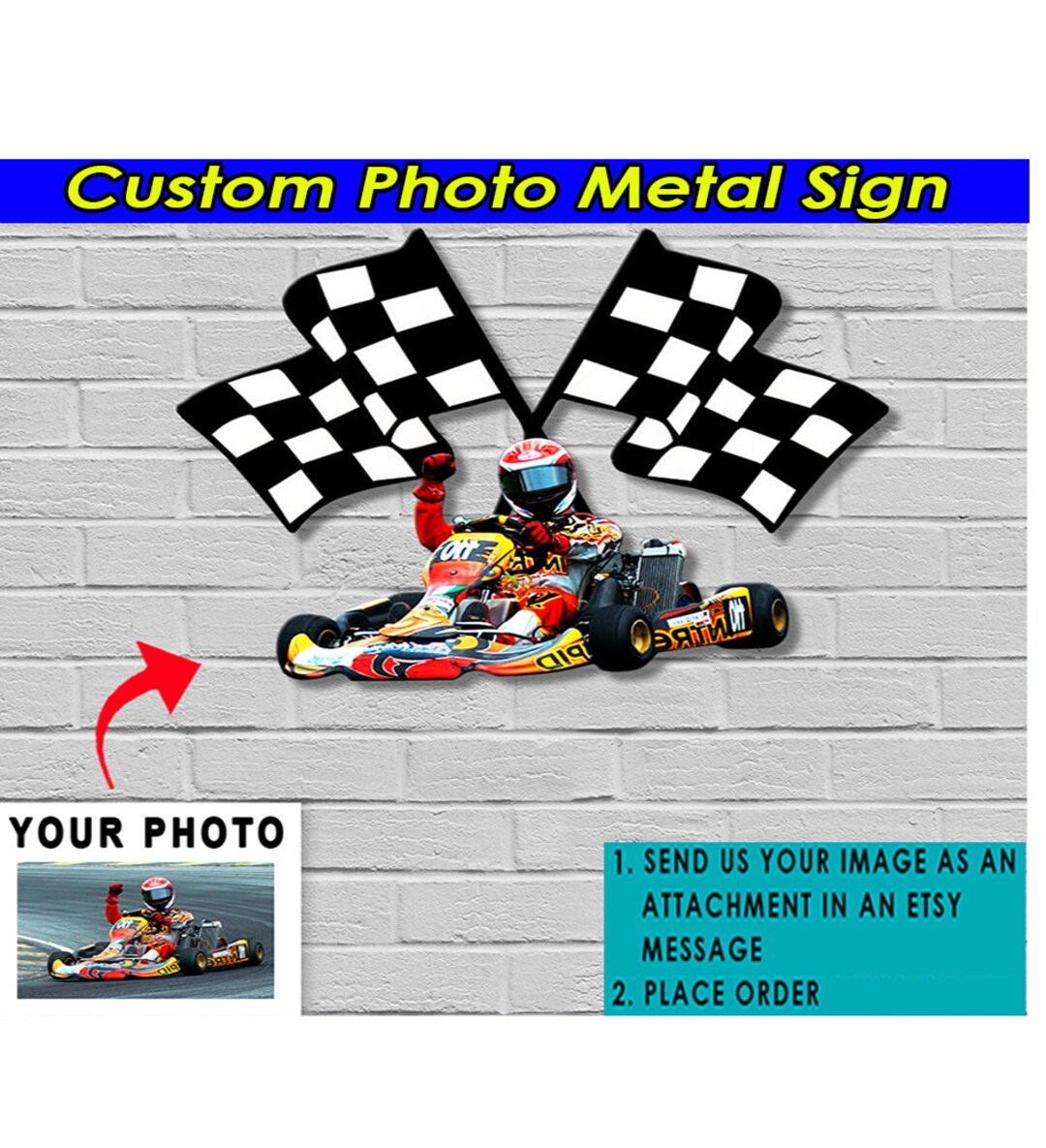 Go Kart Karting Personalized Photo Cut Metal Sign, Unique Gifts for ...
