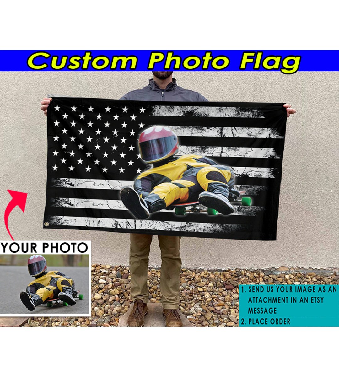 Gift for Luger Street Luge Personalized Photo American Flag, Street ...