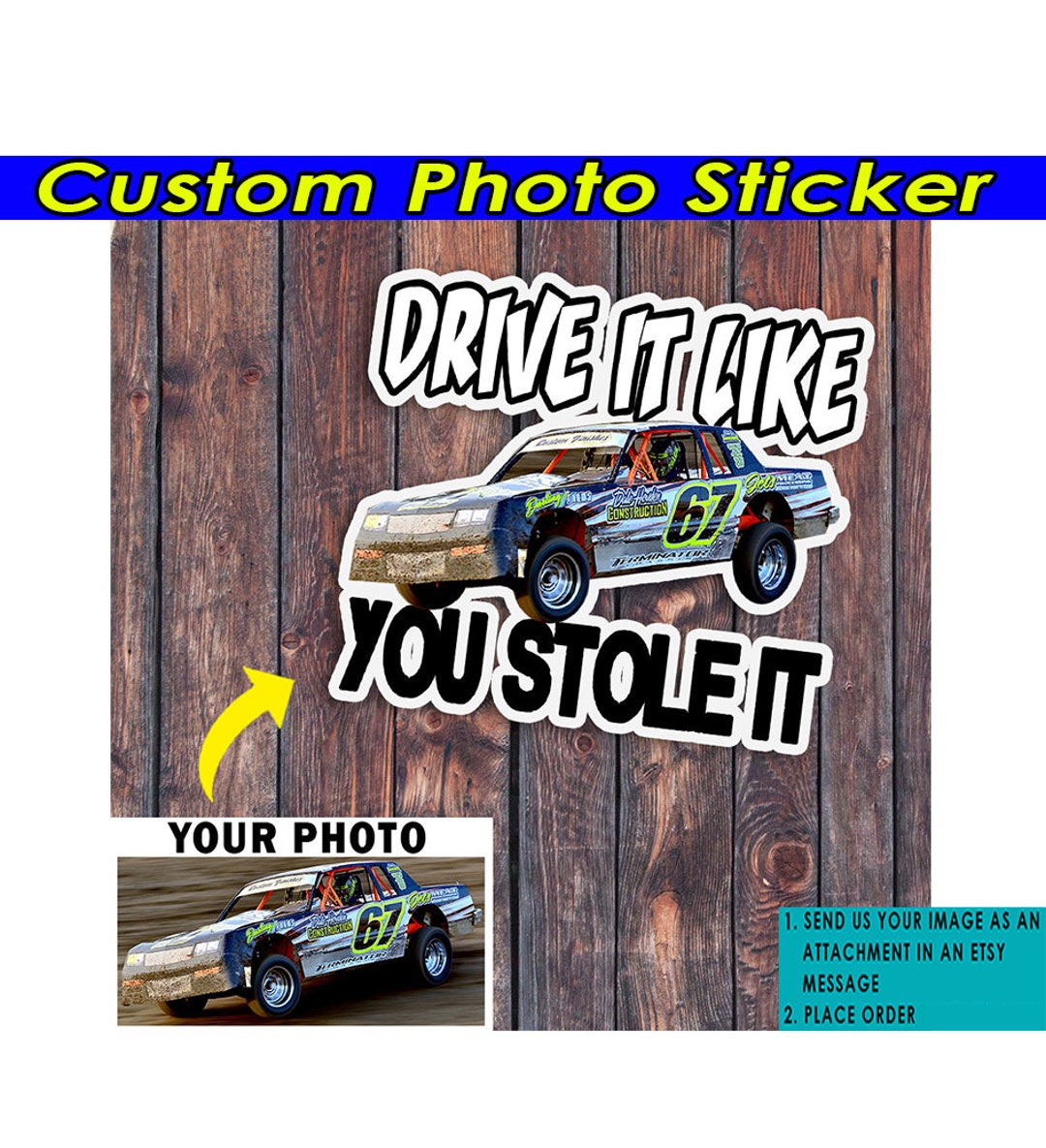 Funny Street Stock Car Dirt Track Racing Personalized Stickers, Dirt ...