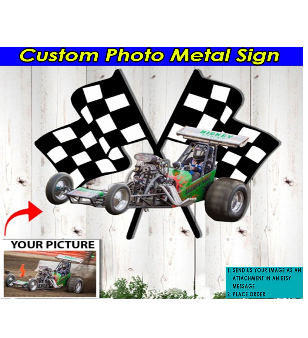 Dragster Drag Racing Personalized Photo Cut Metal Sign, Top Fuel Drag ...