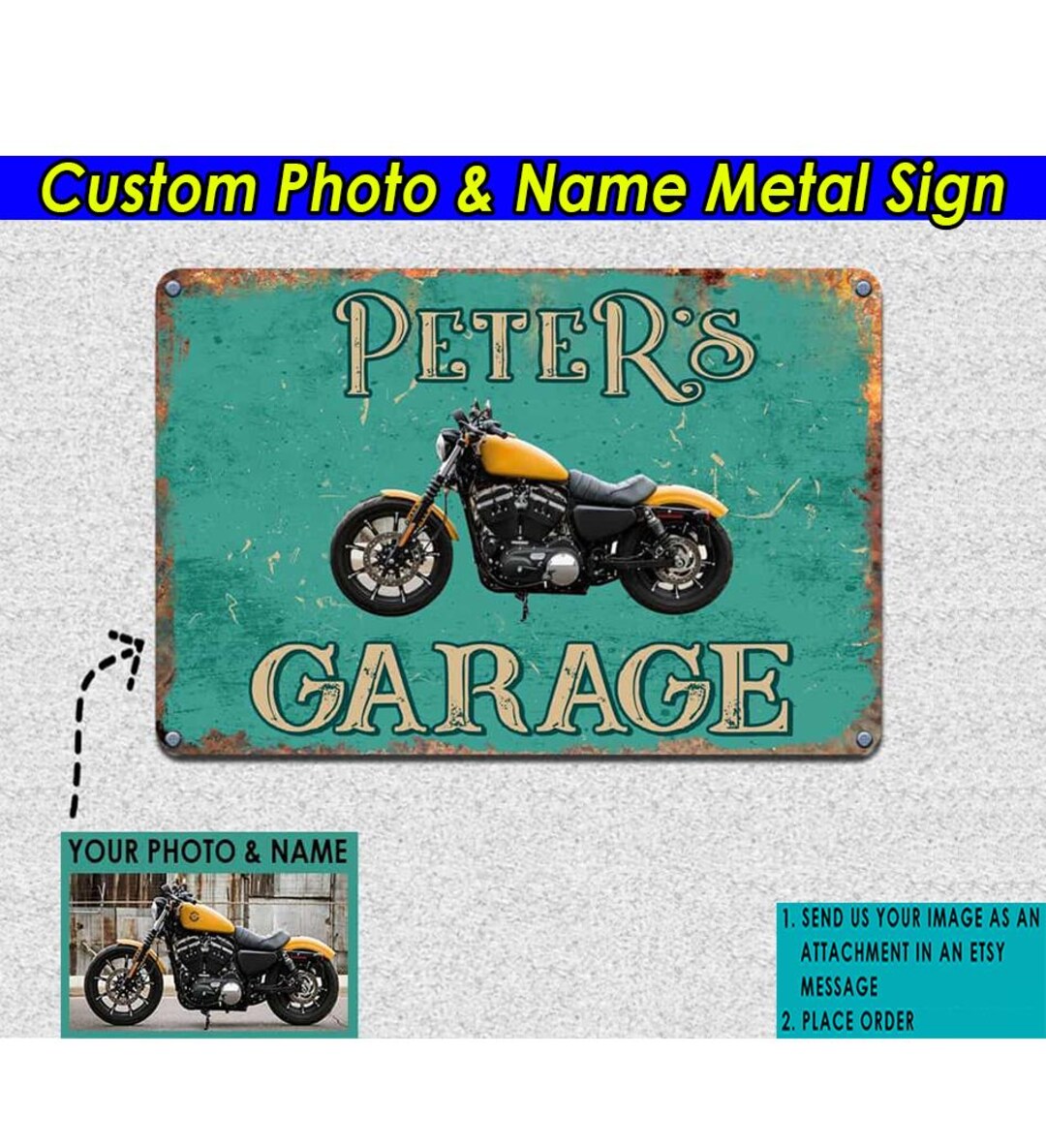 Unique Biker Gift Motorcycle Personalized Photo & Name Printed Metal ...