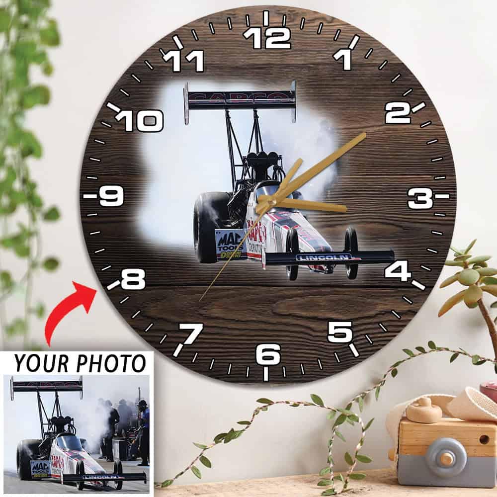 Personalized Drag Racing Wooden Wall Clock, Drag Car, Dragster ...