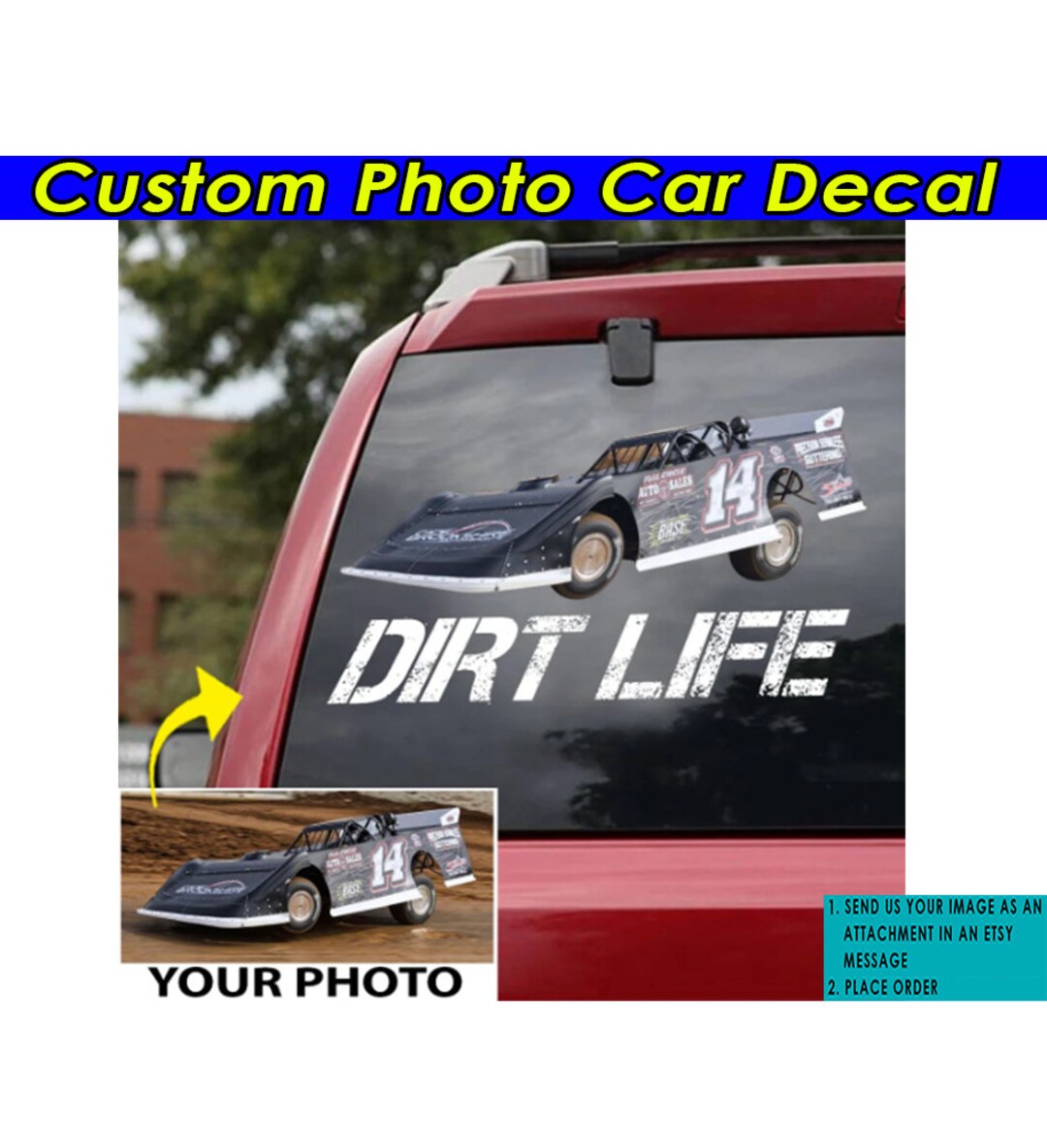 Late Model Modified Stock Cars Personalized Photo Transparent Vinyl Car ...