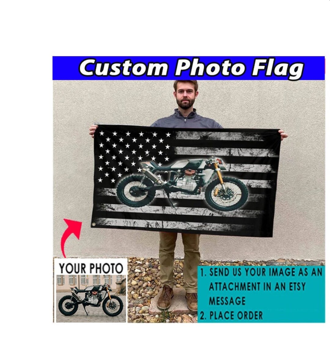 Cafe Racer Motorcycle Personalized Photo Flag, Unique Gift for Bikers ...