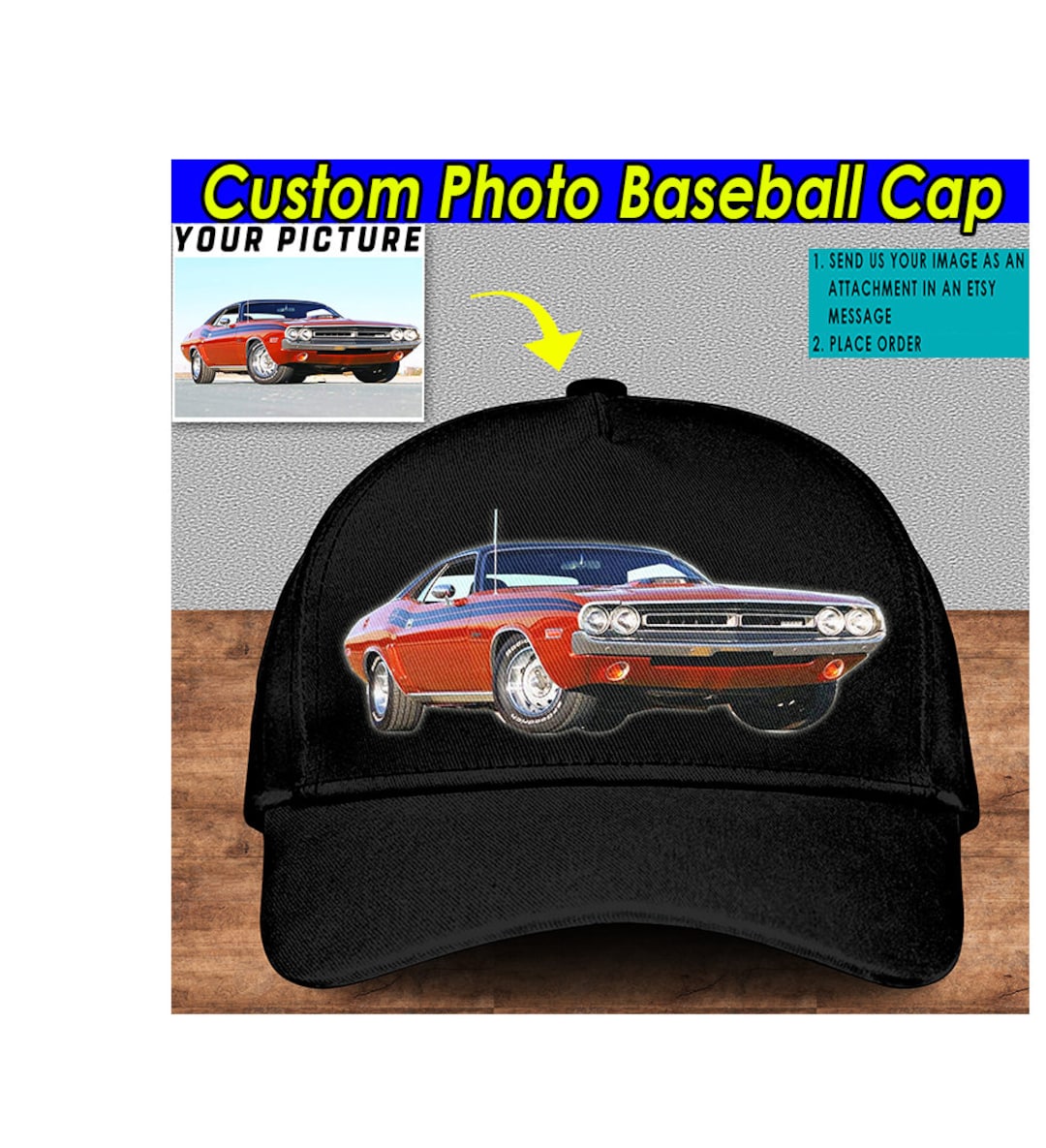 Gift for Car Guys Muscle Car Personalized Baseball Classic Cap, Custom ...