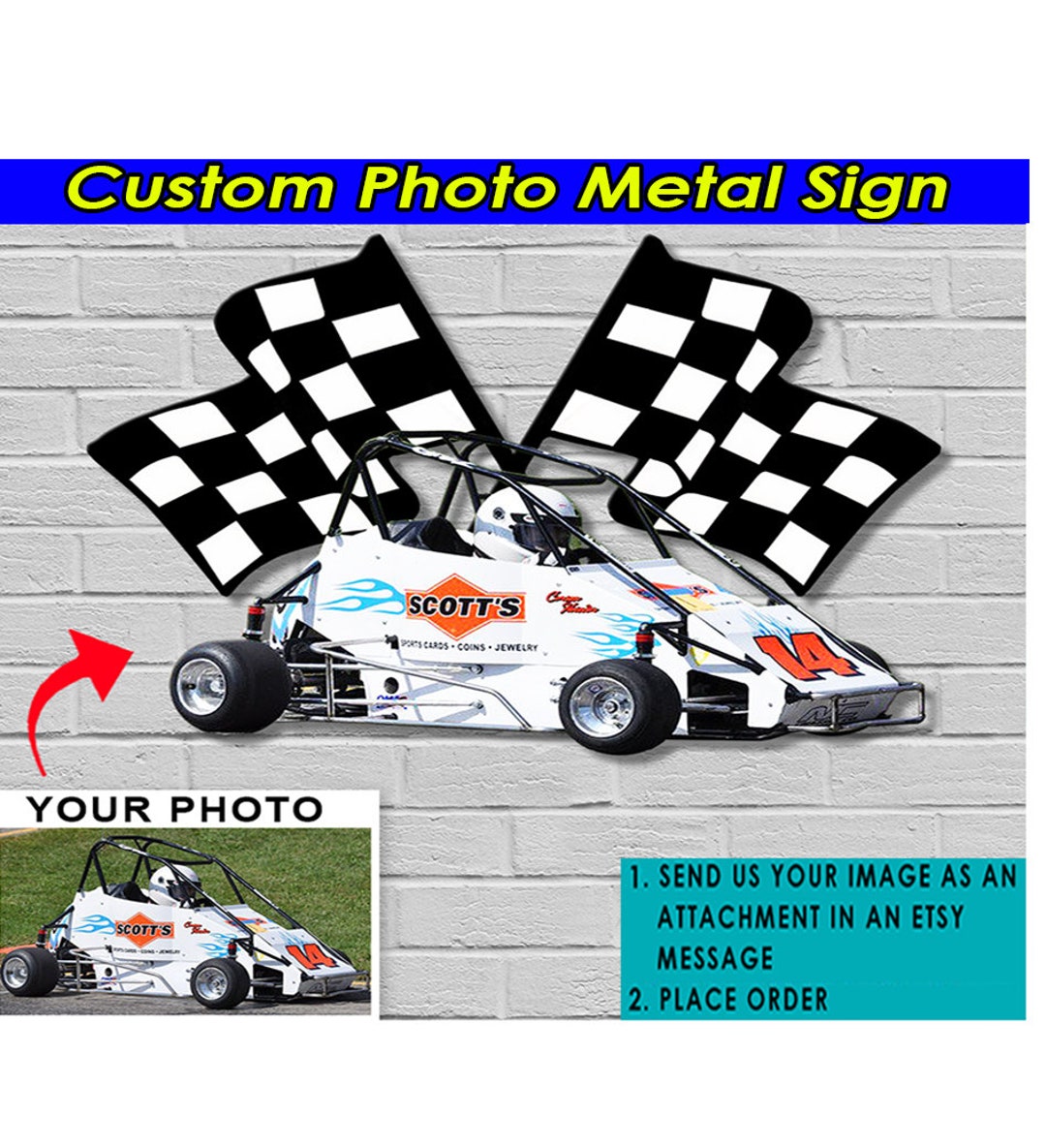 Speedcars Midget Car Personalized Photo Cut Metal Sign, Quarter Midget ...