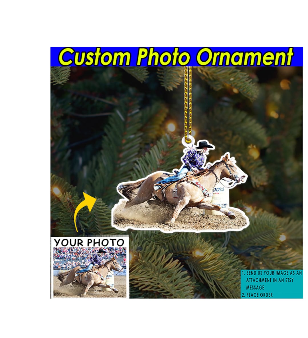 Barrel Racing Horse Personalized Ornament, Horse Racing Gift, Unique ...