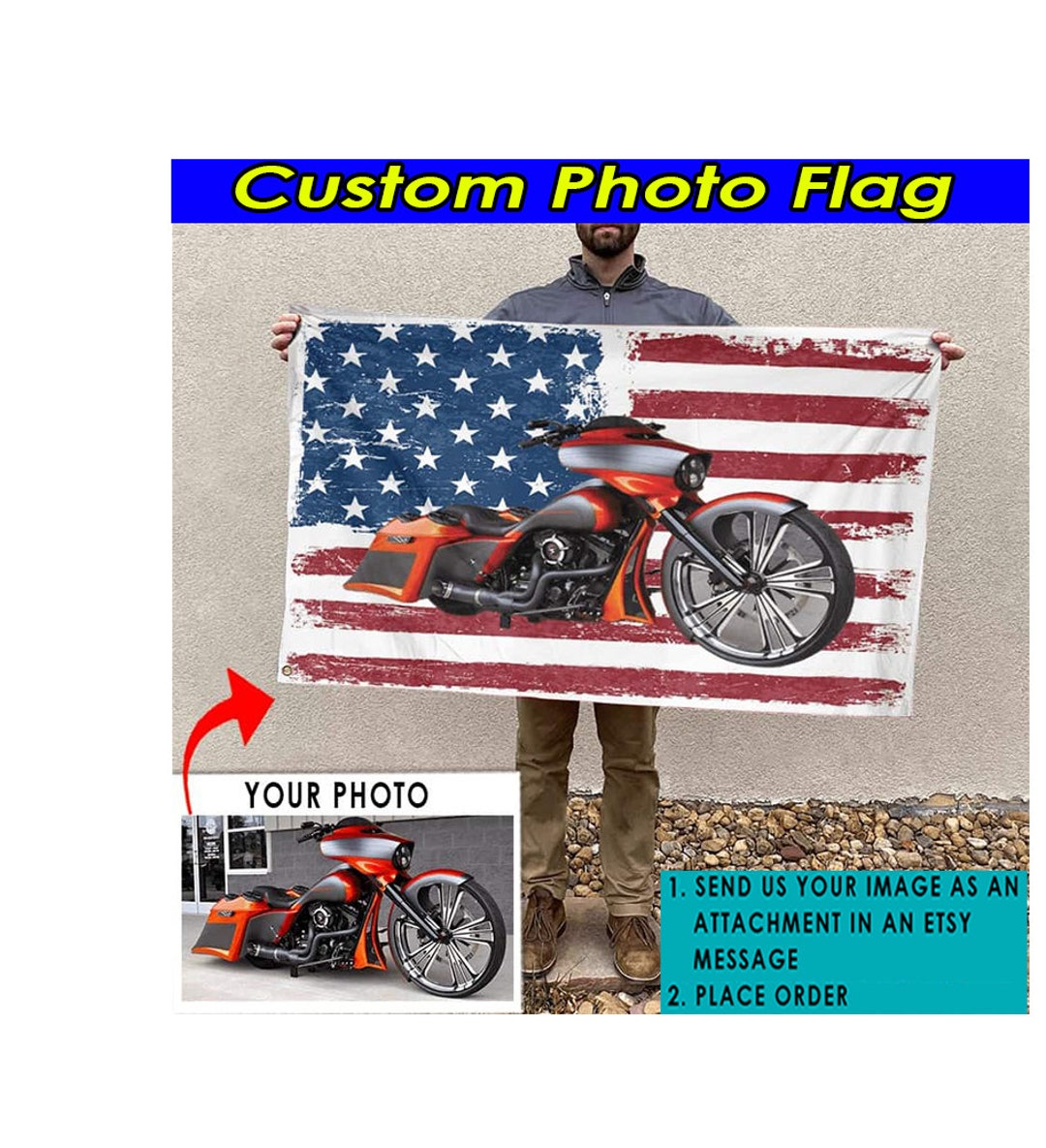 Biker Gifts Motorcycle Personalized American House Flag, Unique Gifts ...
